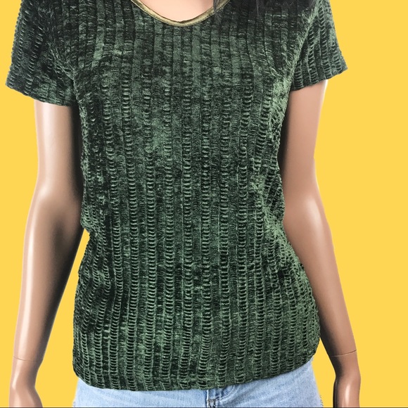 Vintage | Tops | Vintage Forest Green Velvet Top | Poshmark